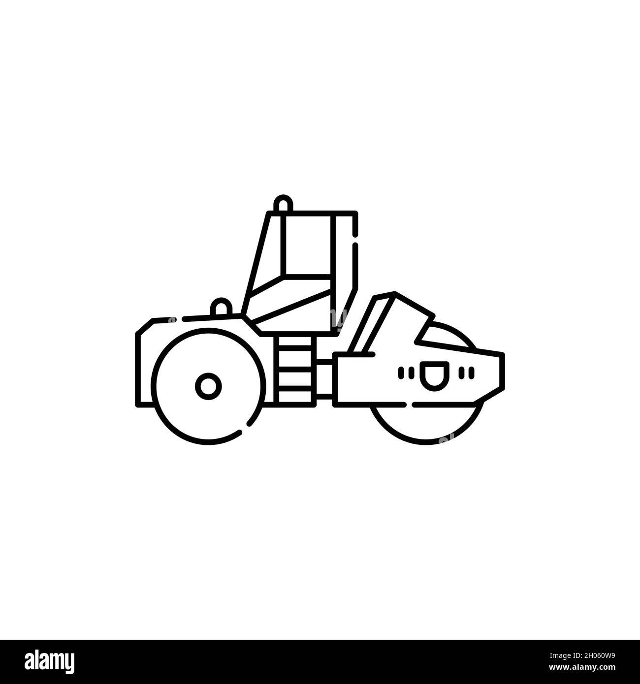 Soil rolling car sign olor line icon. Road construction. Pictogram for ...