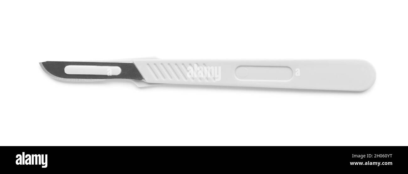 Surgical scalpel on white background, top view. Medical tool Stock ...