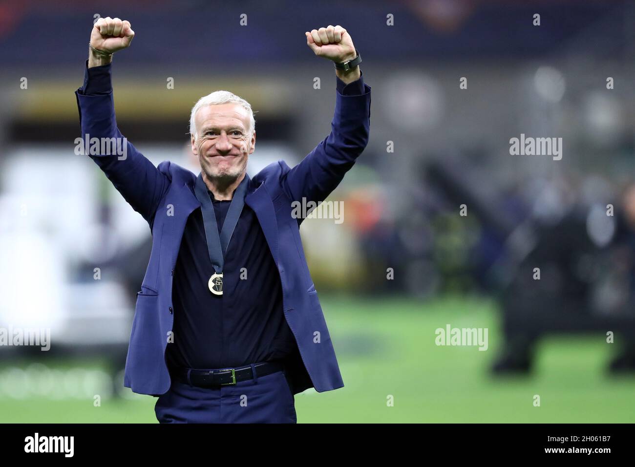 Didier Deschamps, head coach of France celebrates after winning the ...