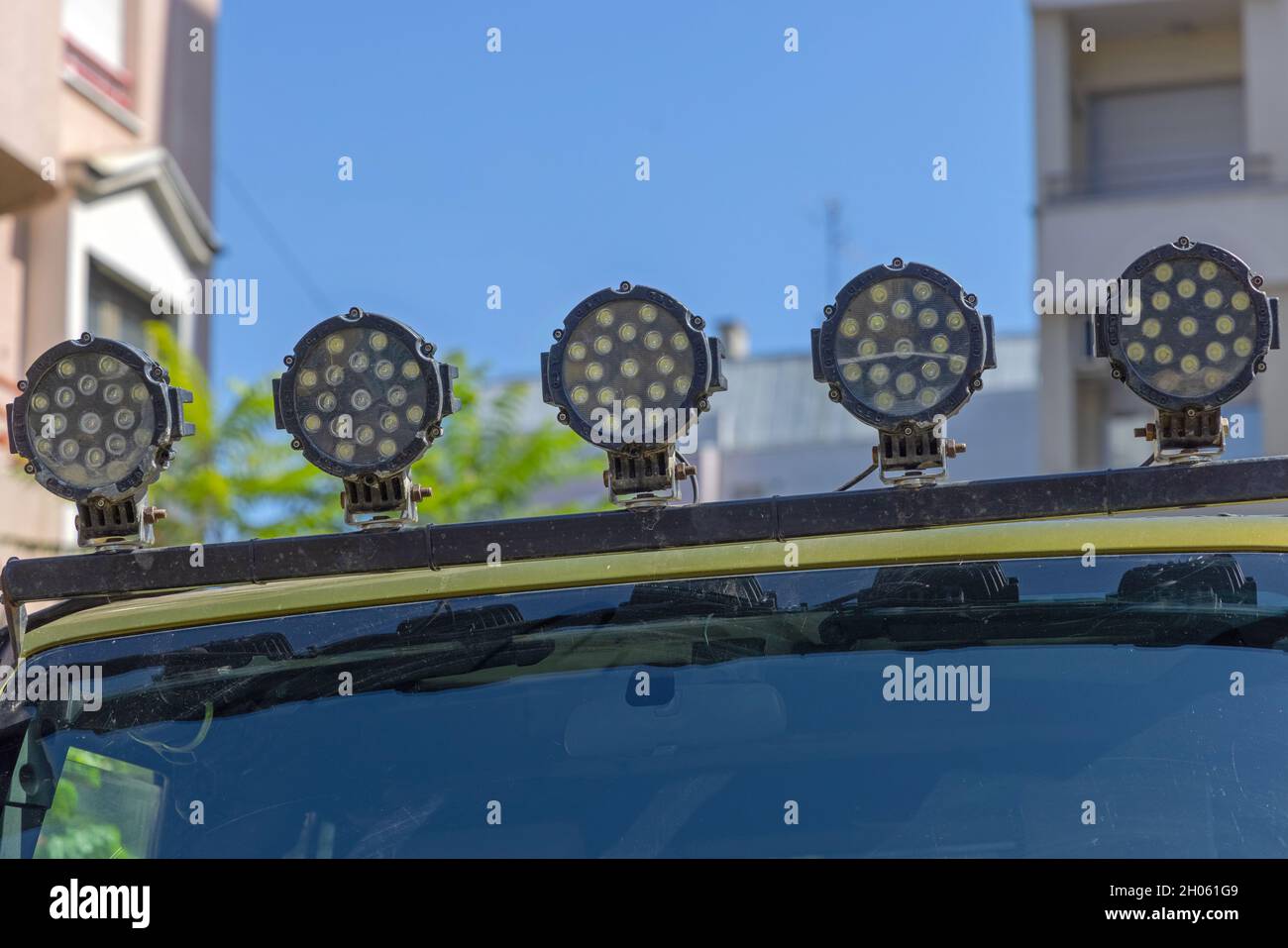 Auxiliary Lights Led Bar at Top of Suv Front Stock Photo - Alamy