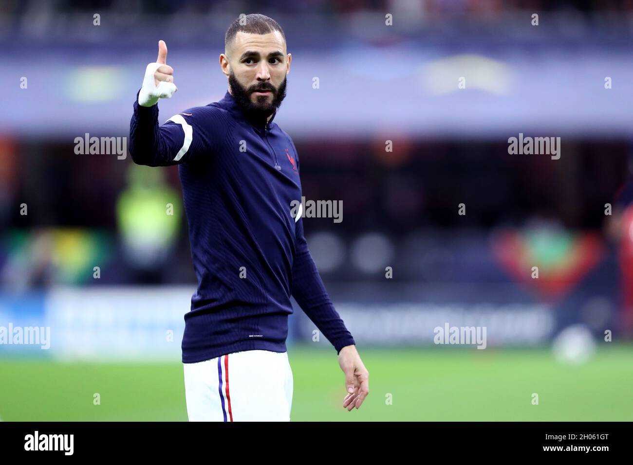 Karim Benzema of France during warm up before the Uefa Nations League ...