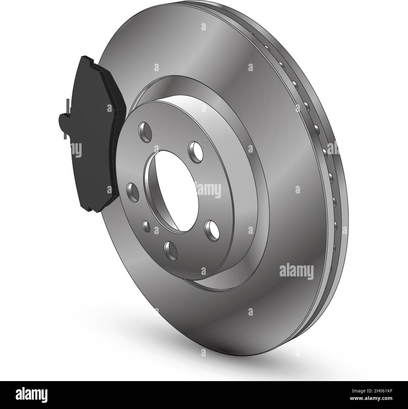 Vector illustration of disk brake with pads isolated on white Stock ...