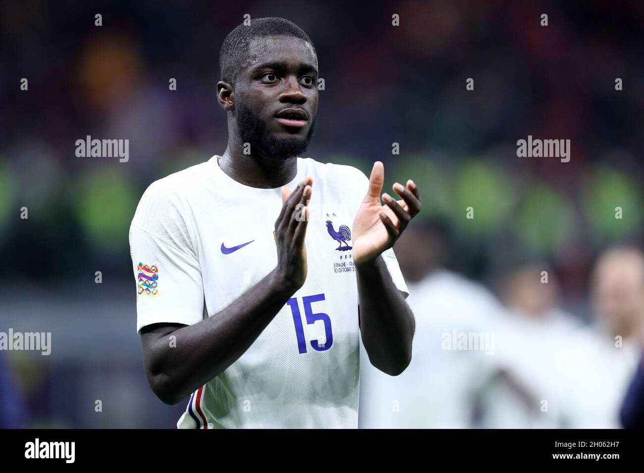 Dayot Upamecano of France greets the fans at the end of the Uefa ...