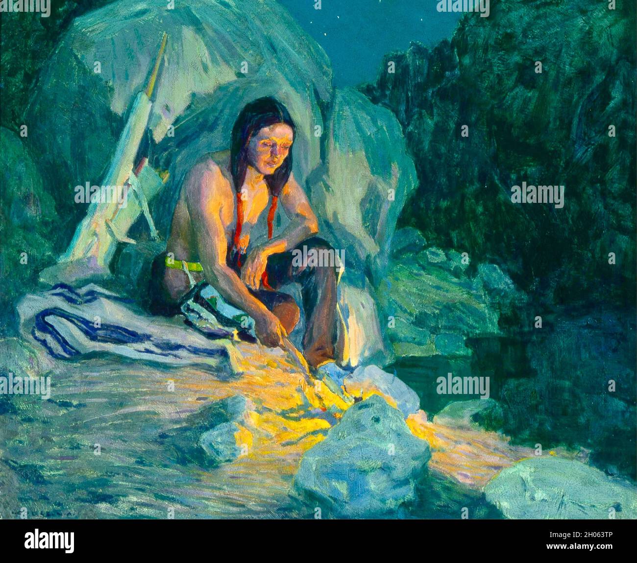 Eanger Irving Couse artwork entitled The Camping Place - circa 1923 ...