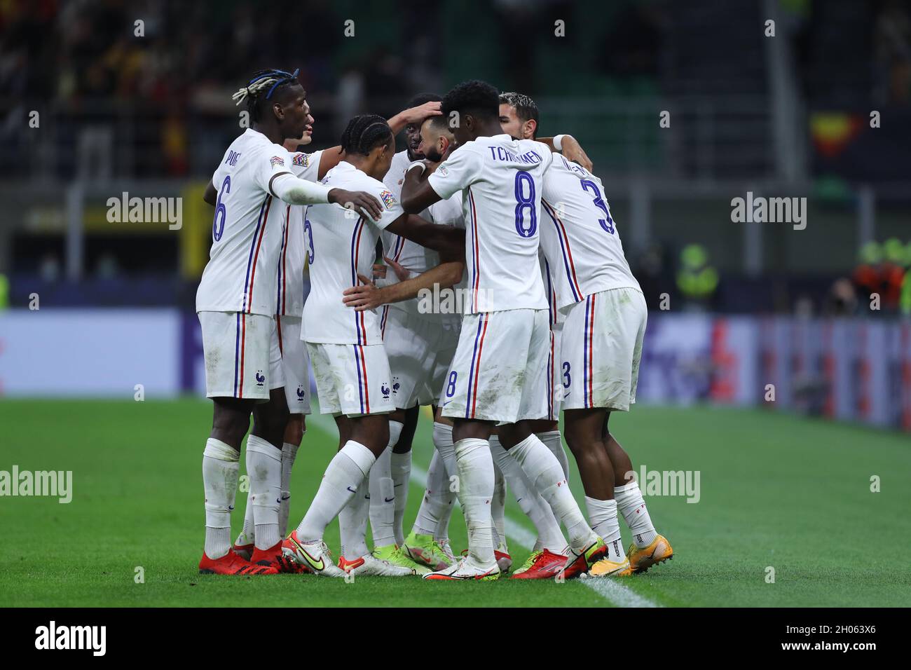 Karim Benzema of France celebrates after scoring his team's first goal ...