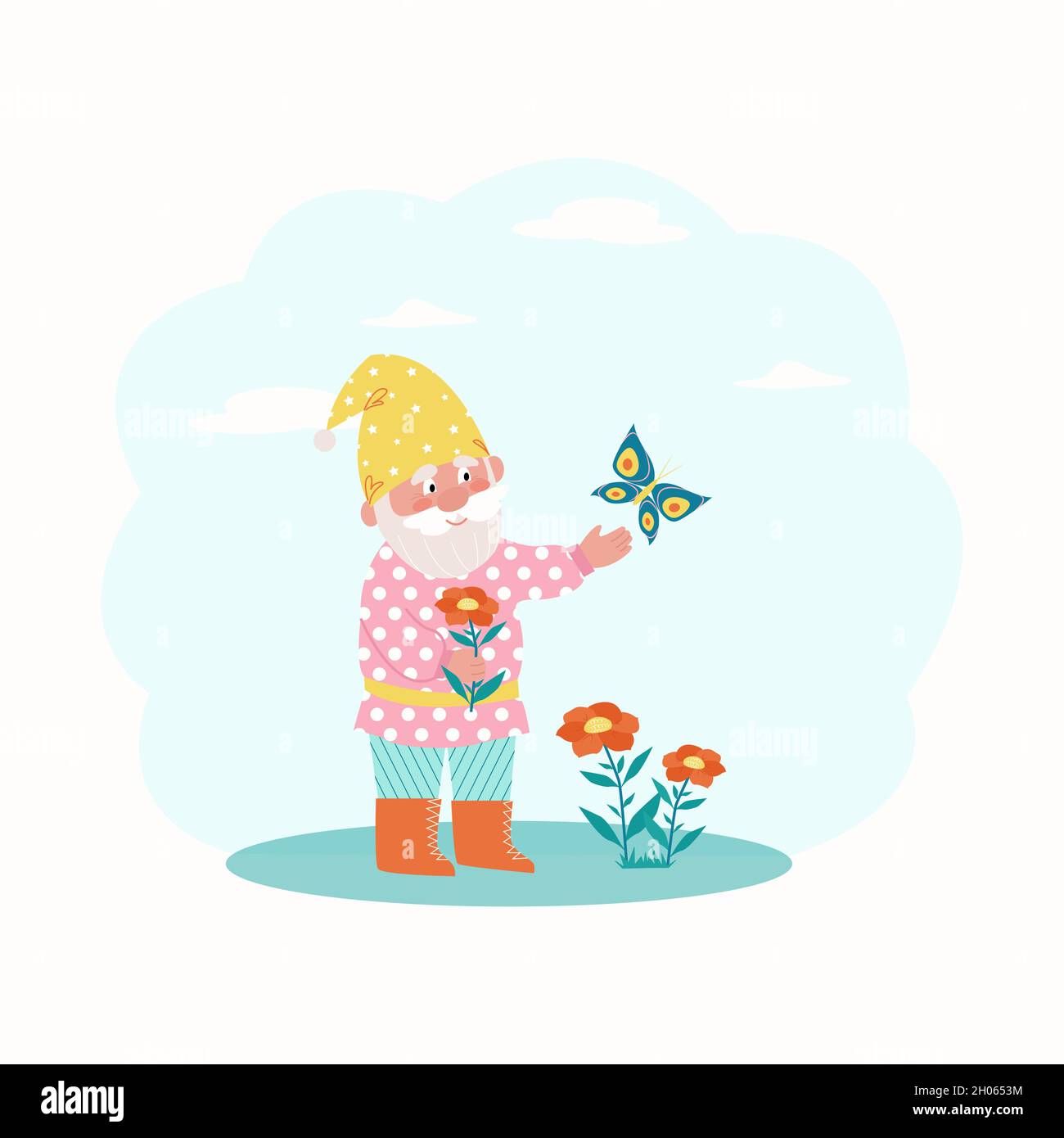 Butterfly catching flower Stock Vector Images - Alamy