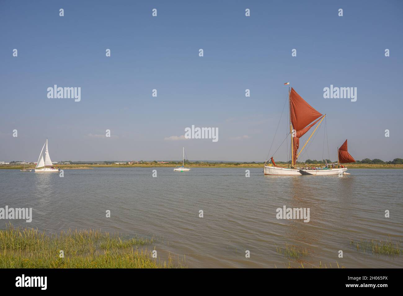 Thames barge Reminder sailing up the river Chelmer at Maldon Essex Stock Photo - Alamy