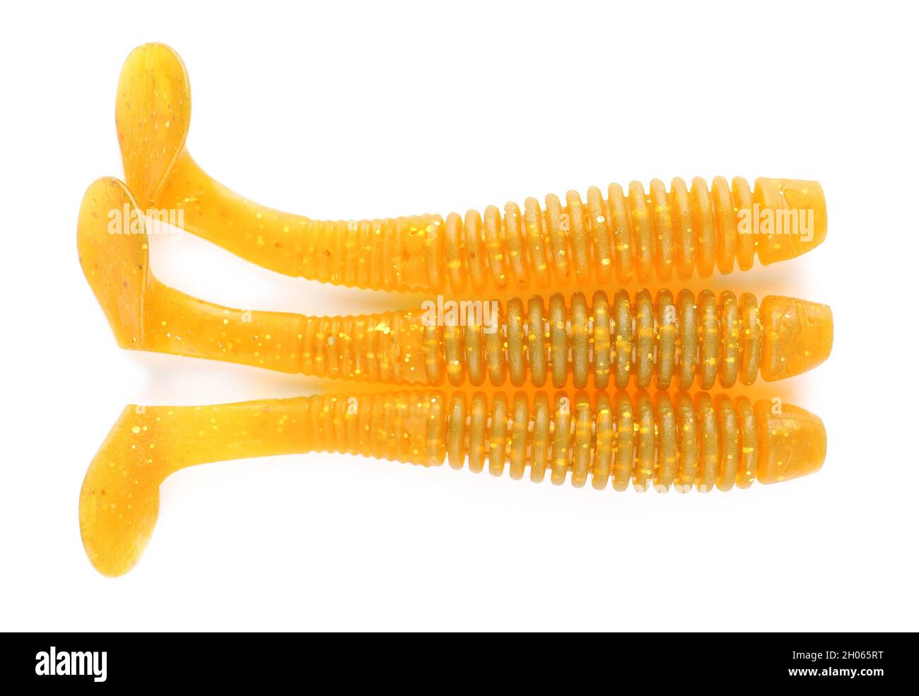 Rubber worms on white background, top view. Fishing lure Stock Photo ...