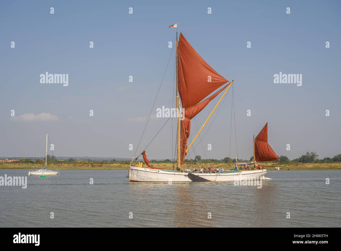 Thames barge Reminder sailing up the river Chelmer at Maldon Essex ...