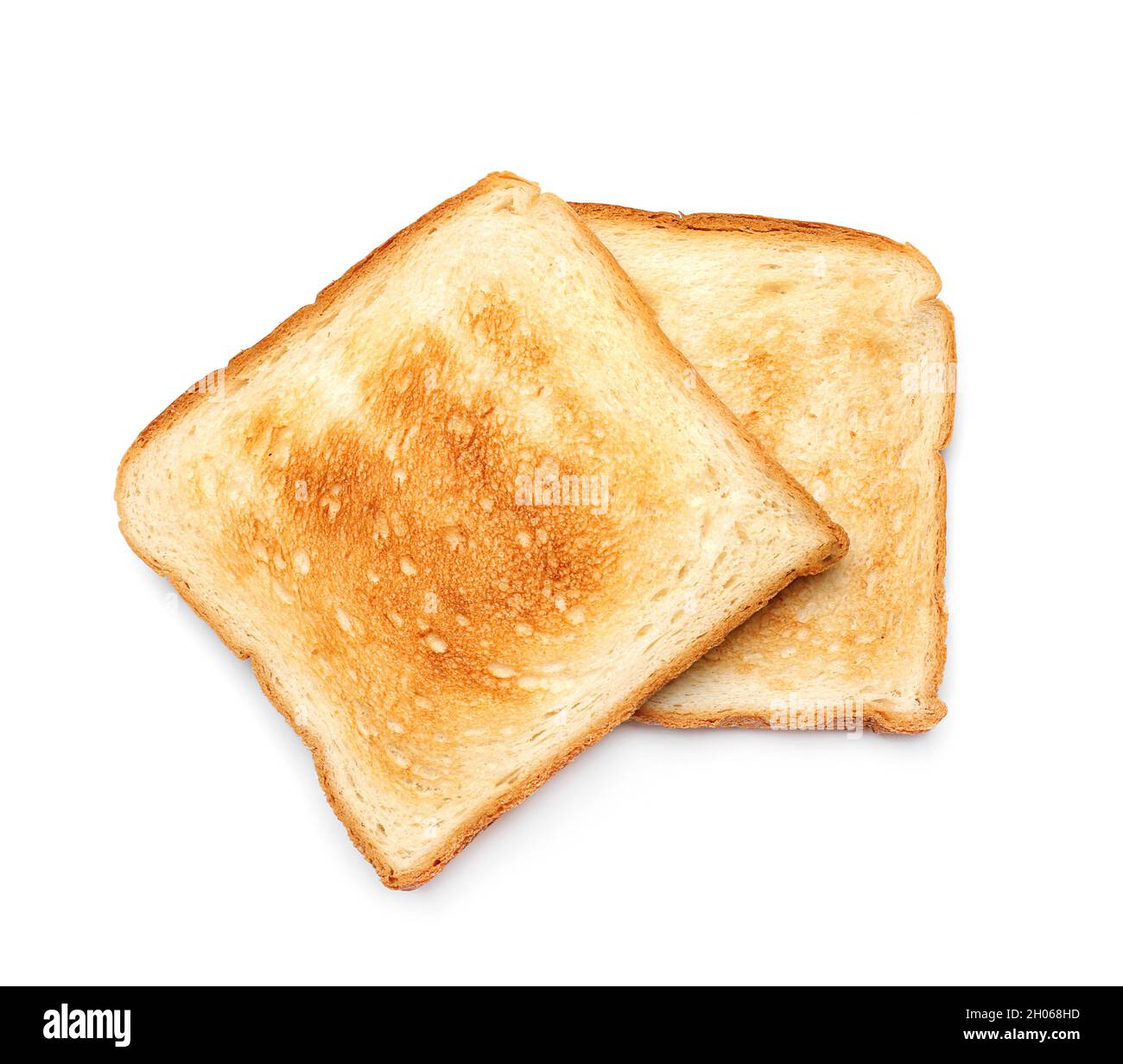Toasted bread on white background, top view Stock Photo - Alamy