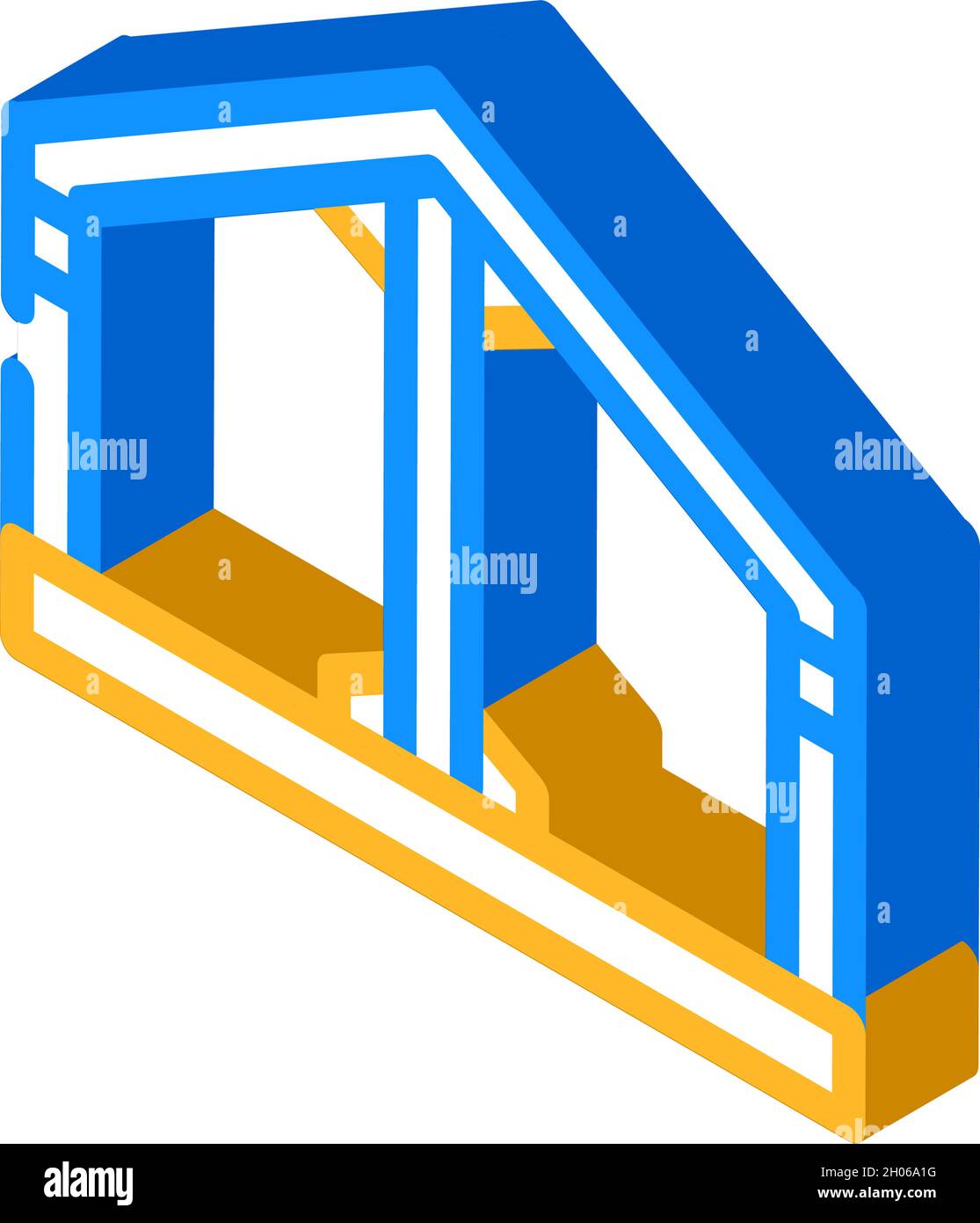 Building Metallic Framework Isometric Icon Vector Illustration Stock