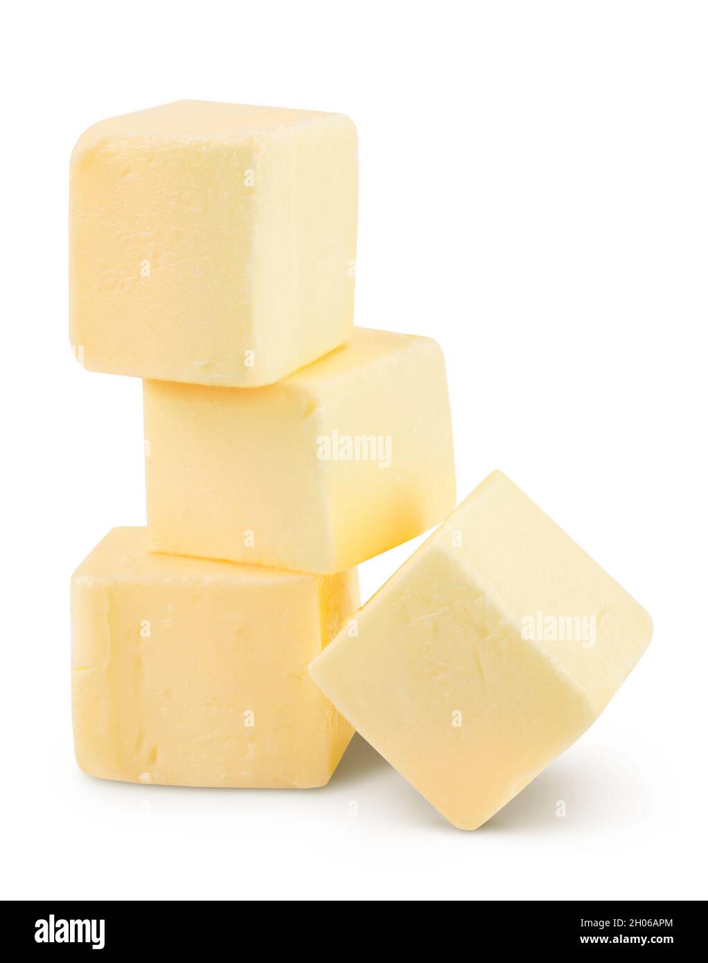 butter cube isolated on white background with clipping path and full ...