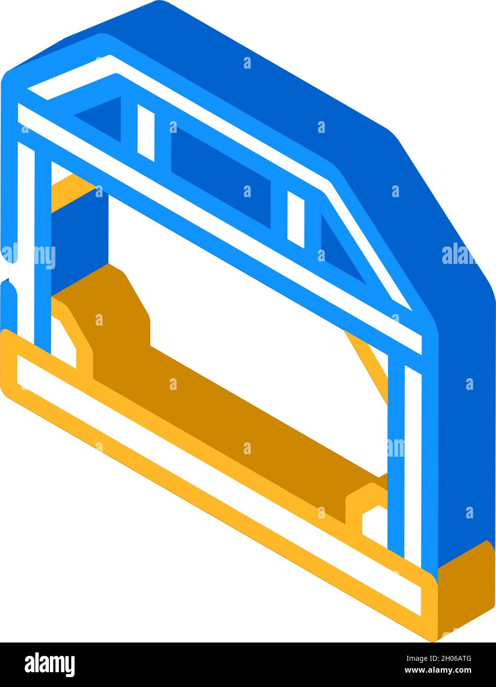 house metallic frame construction isometric icon vector illustration ...