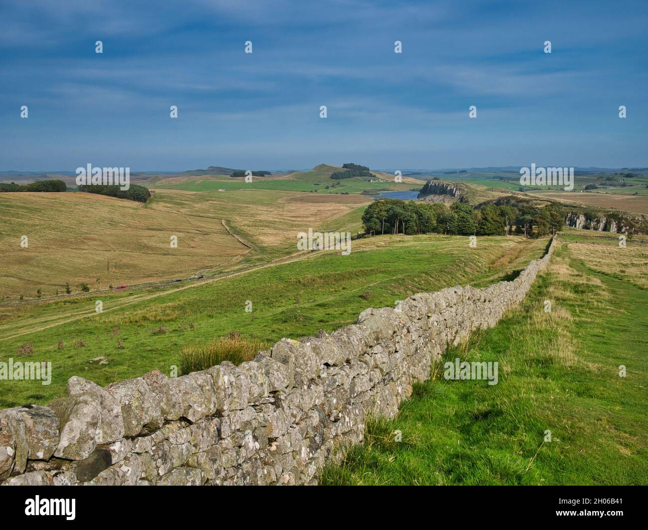 In open countryside, the route of Hadrian's Wall in Northumberland ...