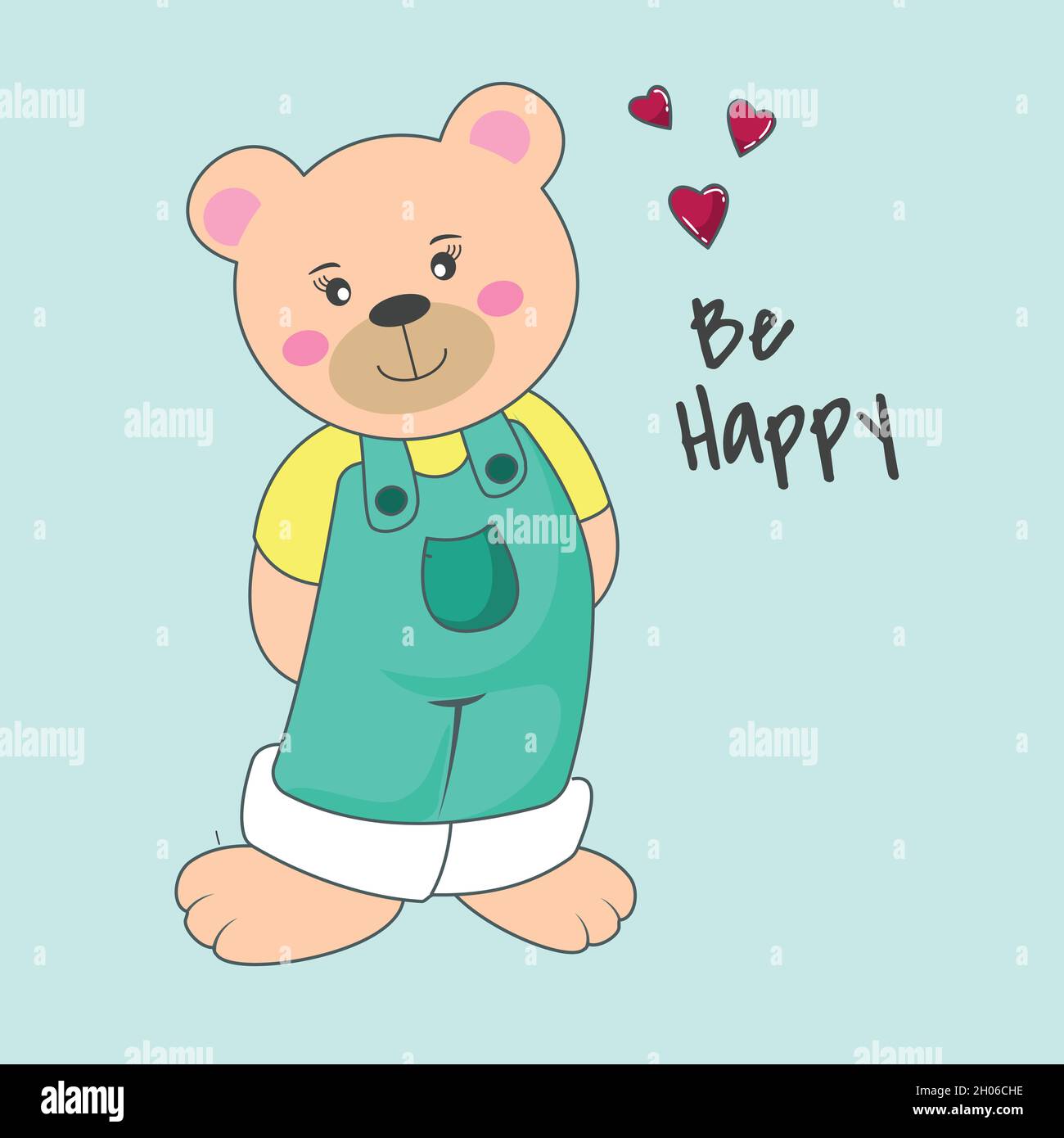 Cute cartoon baby teddy bear in clothes Stock Vector Image & Art - Alamy