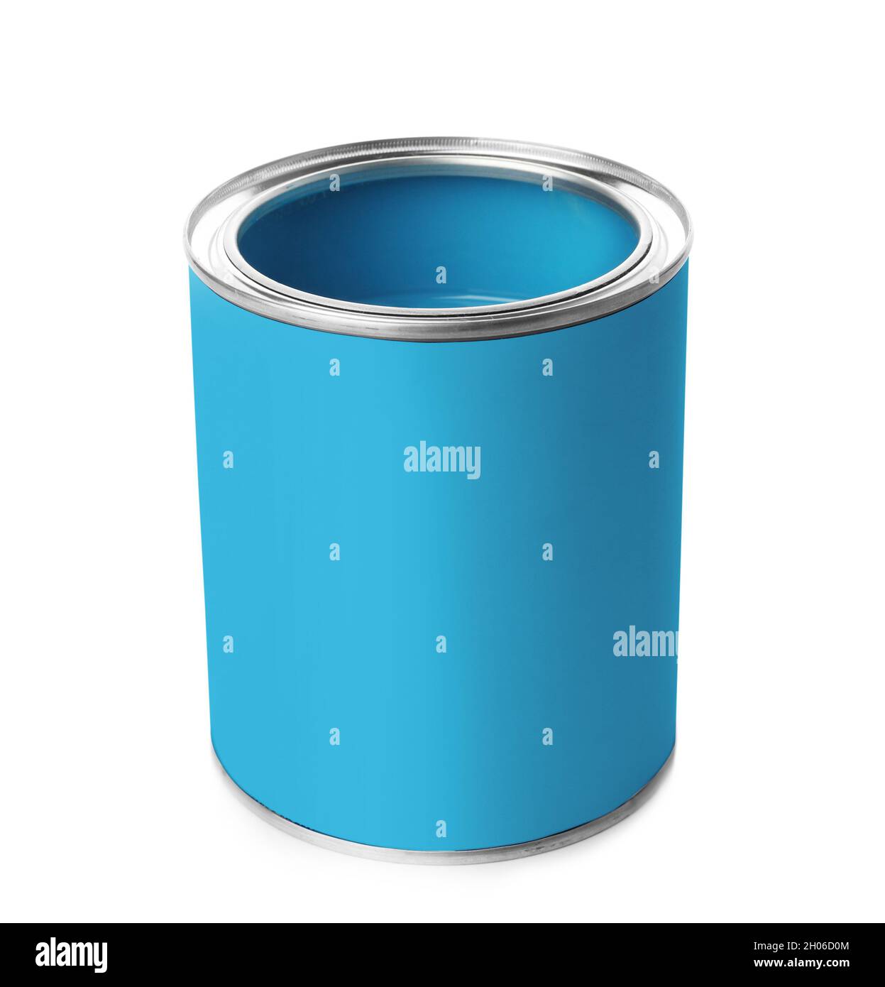 Blue paint can on white background. Space for design Stock Photo - Alamy