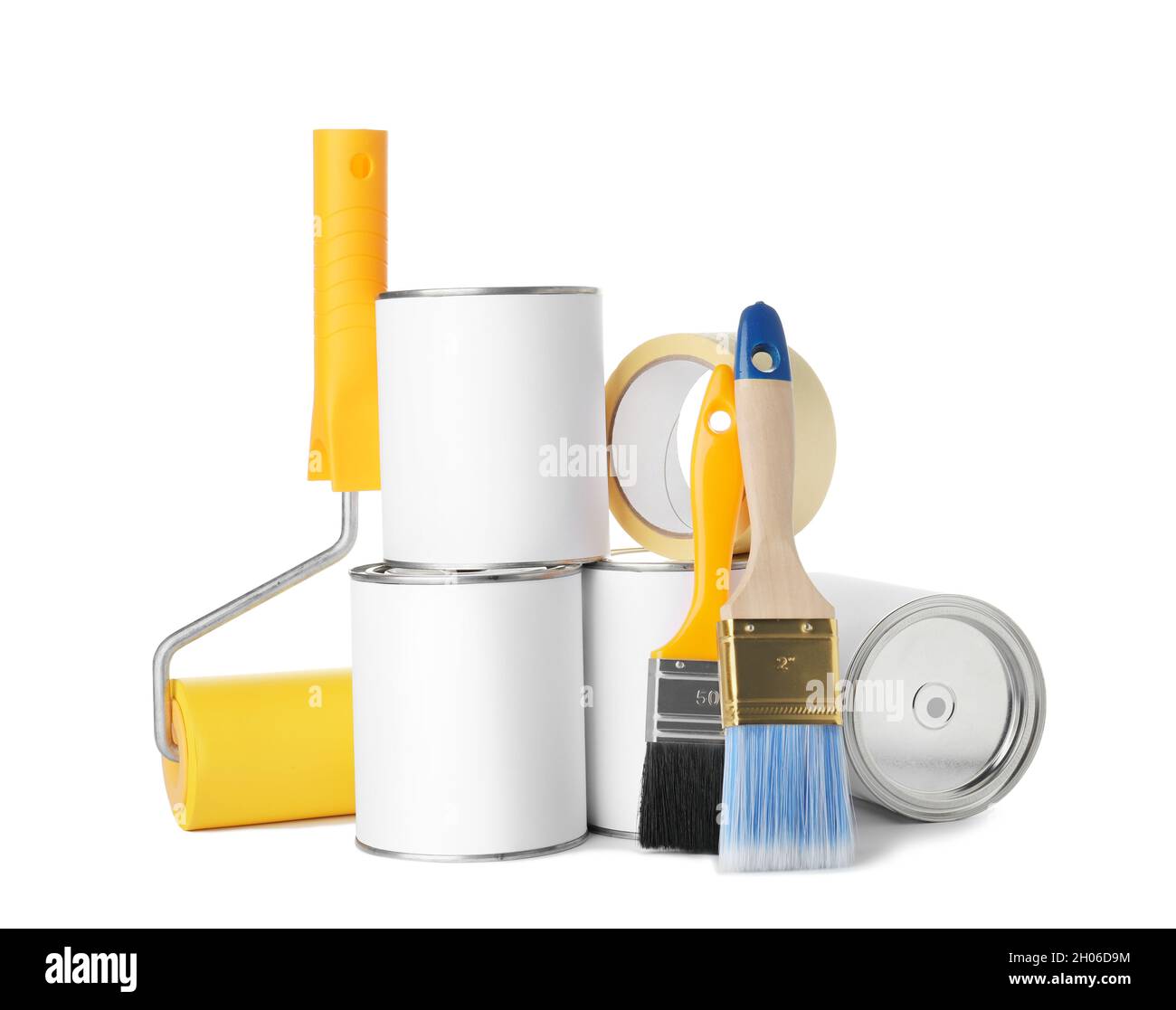 Set of painting tools on white background. Mockup for design Stock ...