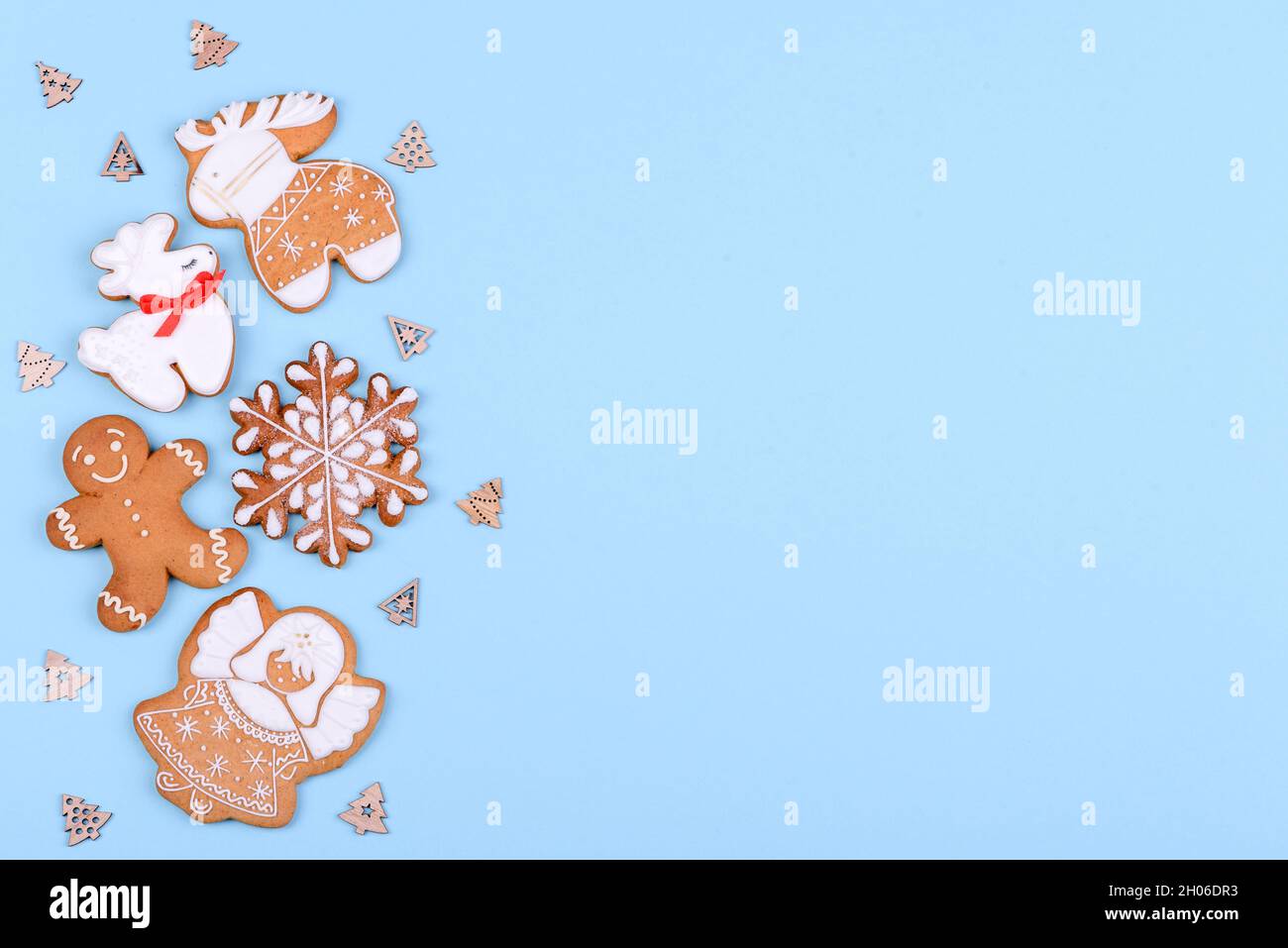 Christmas festive ginger gingerbread made at home on a color background ...