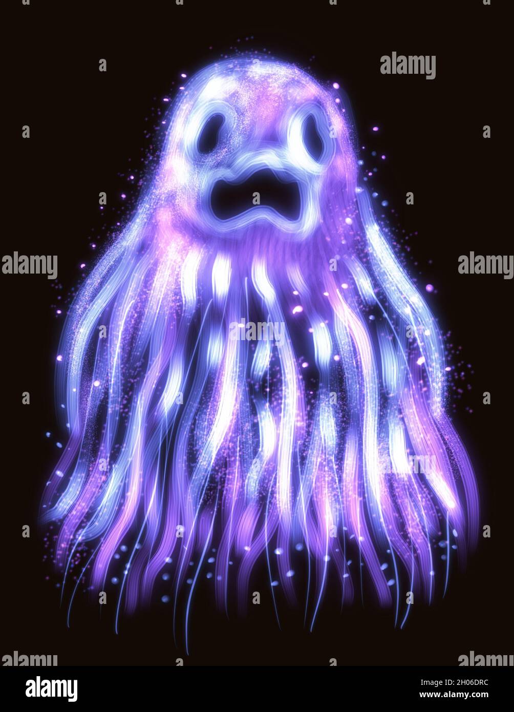 a creepy spooky halloween ghost illustration Stock Photo - Alamy