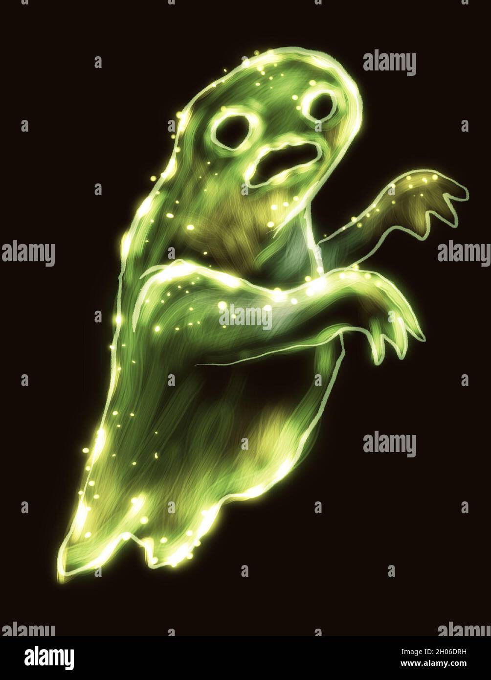 a creepy spooky halloween ghost illustration Stock Photo - Alamy