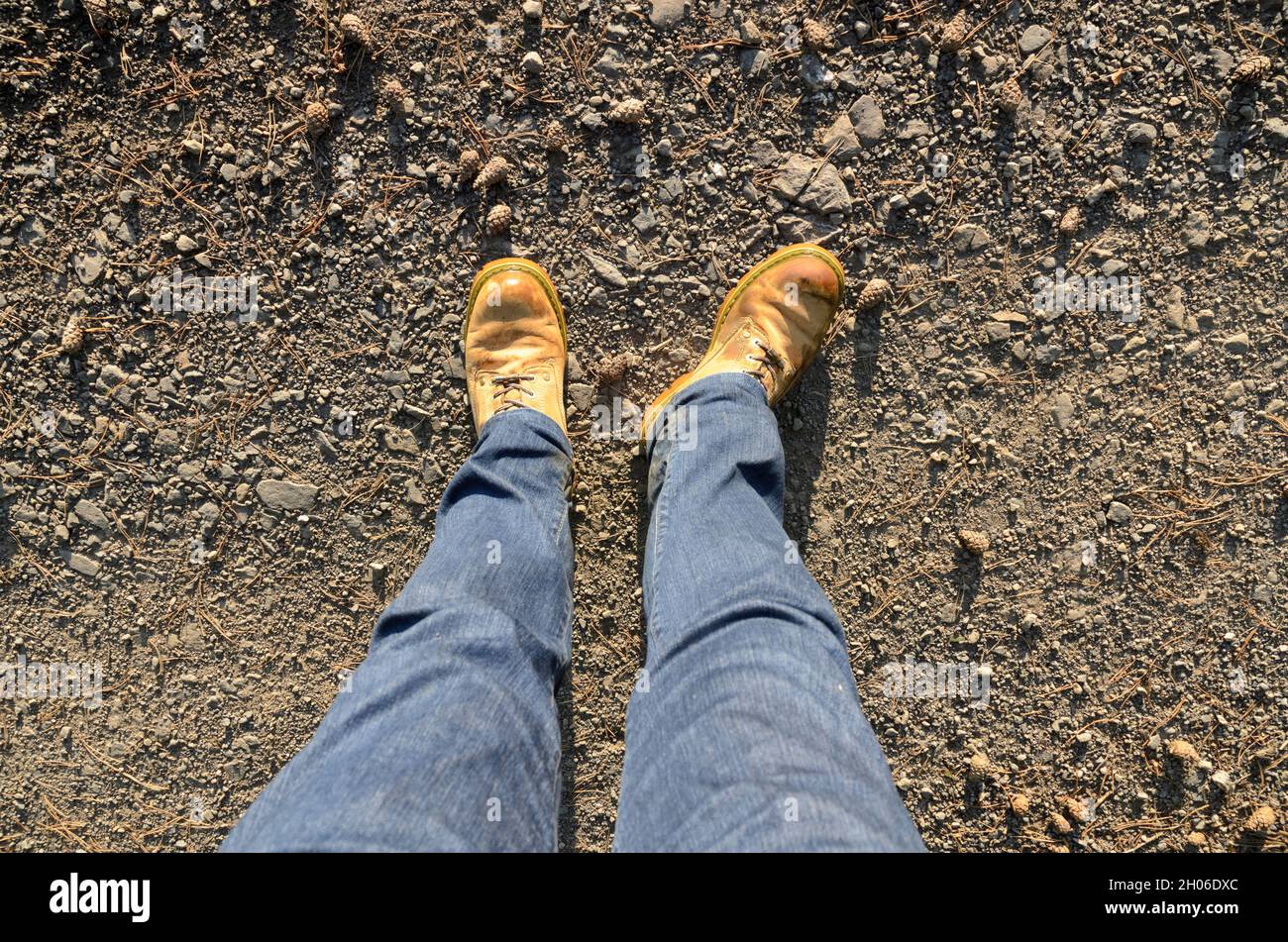 Looking down feet man standing hi-res stock photography and images - Alamy