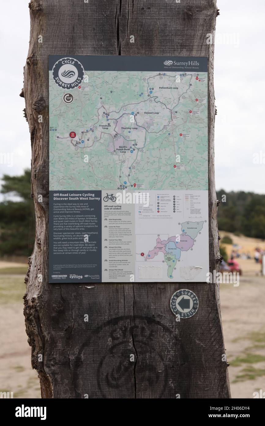 Surrey hills cycling map hi-res stock photography and images - Alamy
