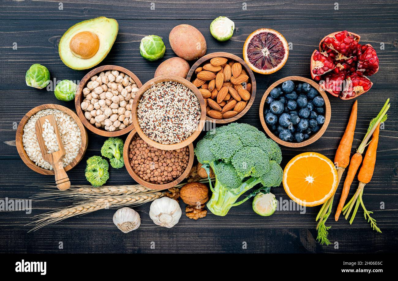 Ingredients for the healthy foods selection. The concept of healthy ...