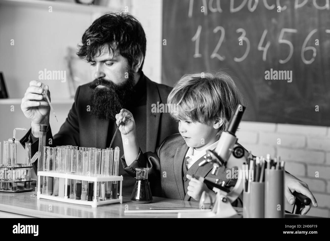 Teacher child test tubes. Kid cognitive development. Cognitive concept ...