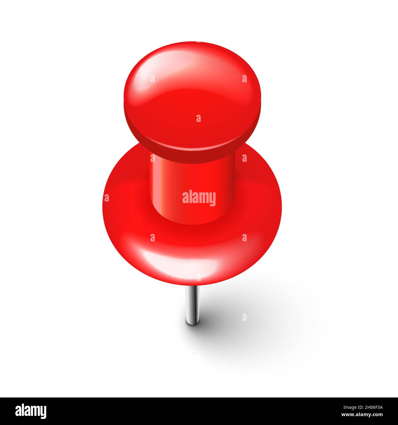 Realistic red push pin. Board tack isolated on white background ...
