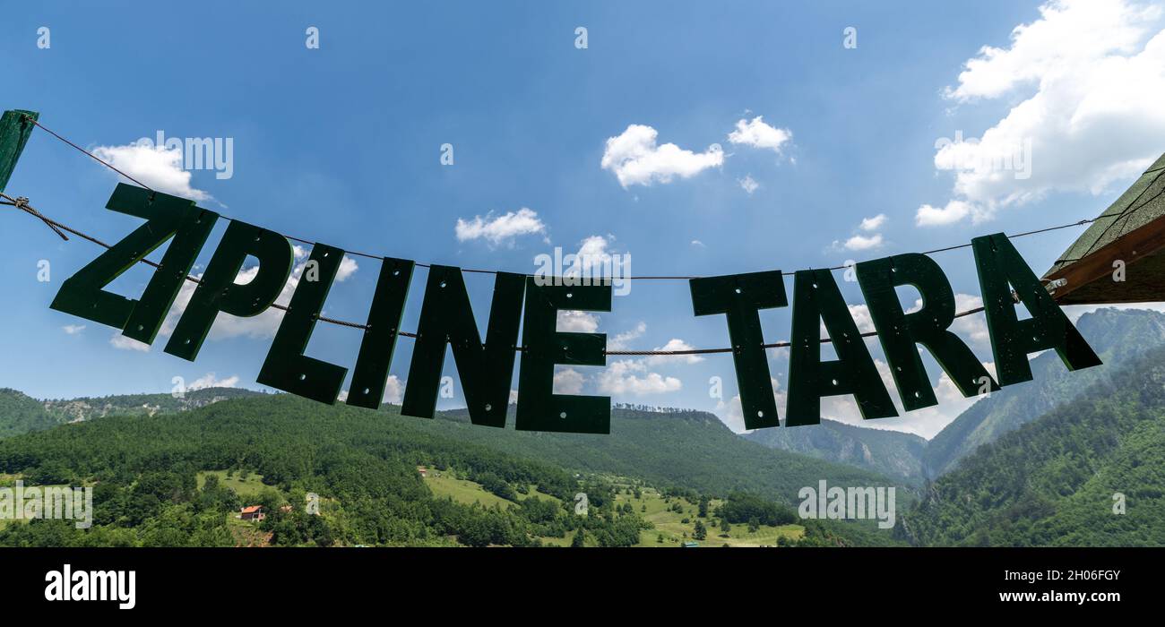 Plevlya, Montenegro - June 11. 2019. Zipline Tara - tourist complex in ...