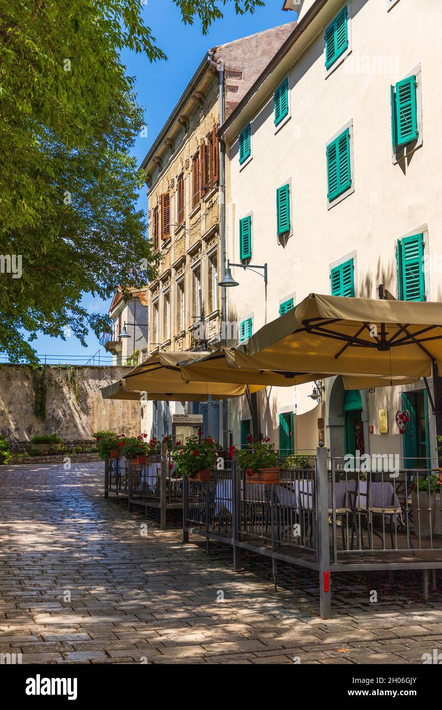 Street and houses of old town Buzet in Croatia Stock Photo - Alamy