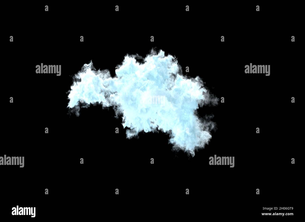 single cumulus cloud on black backdrop isolated - nature 3D rendering ...