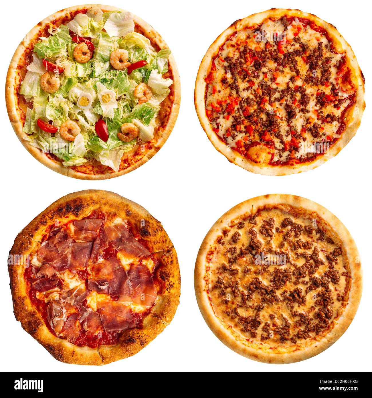 Set of different pizzas collage isolated on white Stock Photo - Alamy