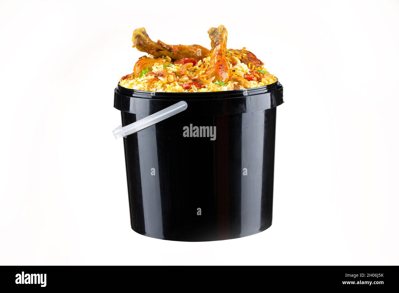 Chicken Bucket Biryani, Kerala dum chicken biryani arranged in a black ...