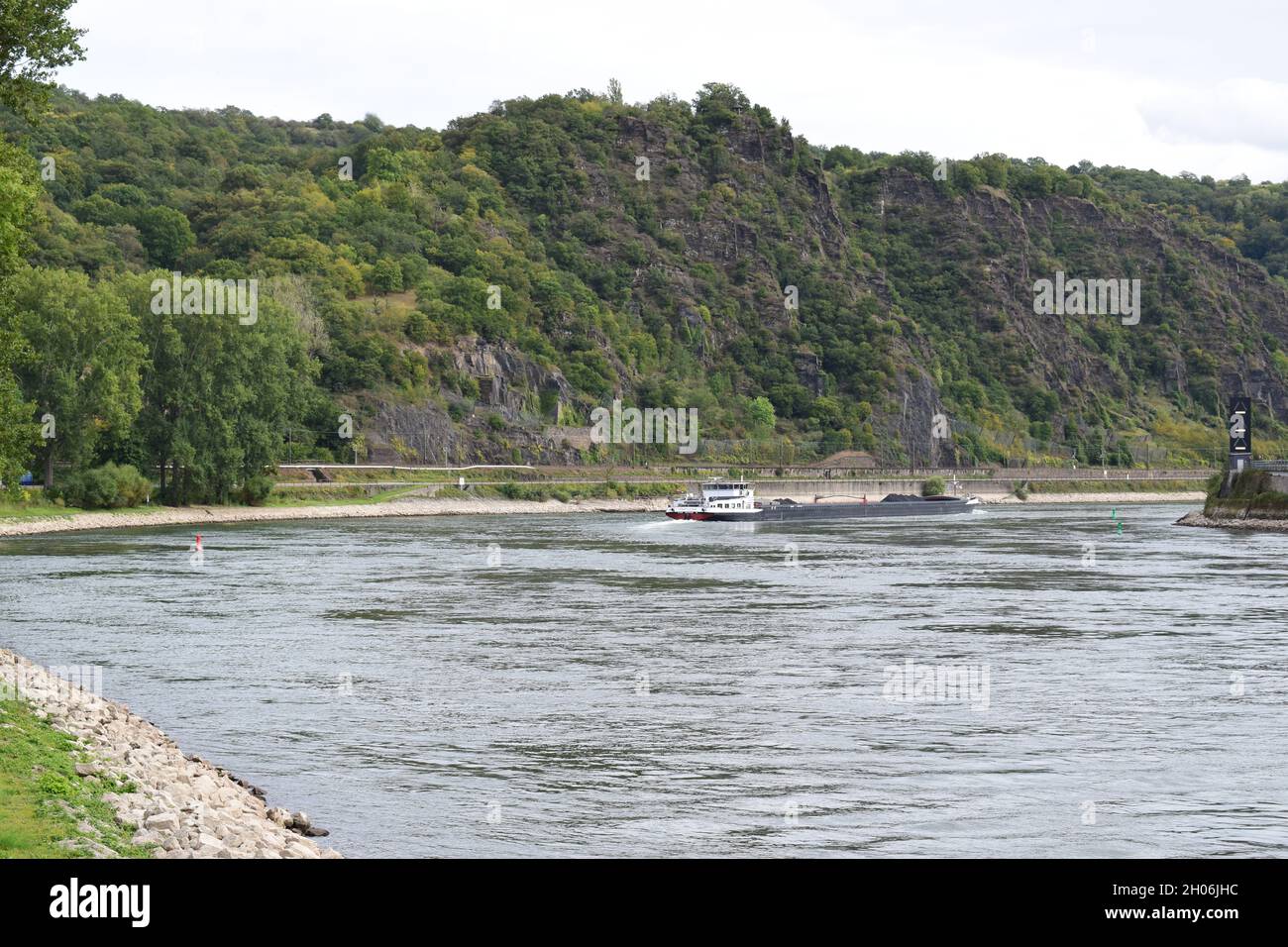 cargo ship in the Loreley passage Stock Photo - Alamy