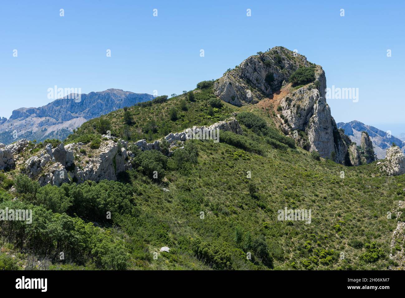 majestic mountain crest and green mediterranean landscape in Spain ...