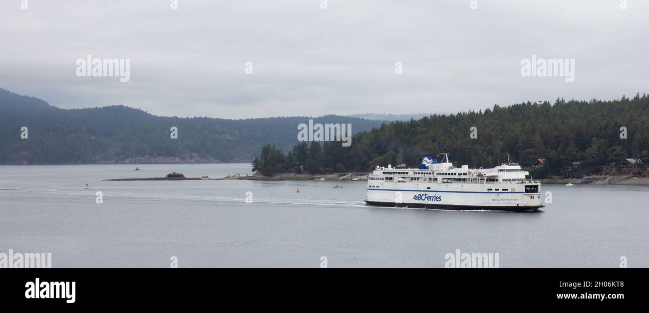 BC Ferries Boat Leaving the Terminal in Swartz Bay Stock Photo - Alamy