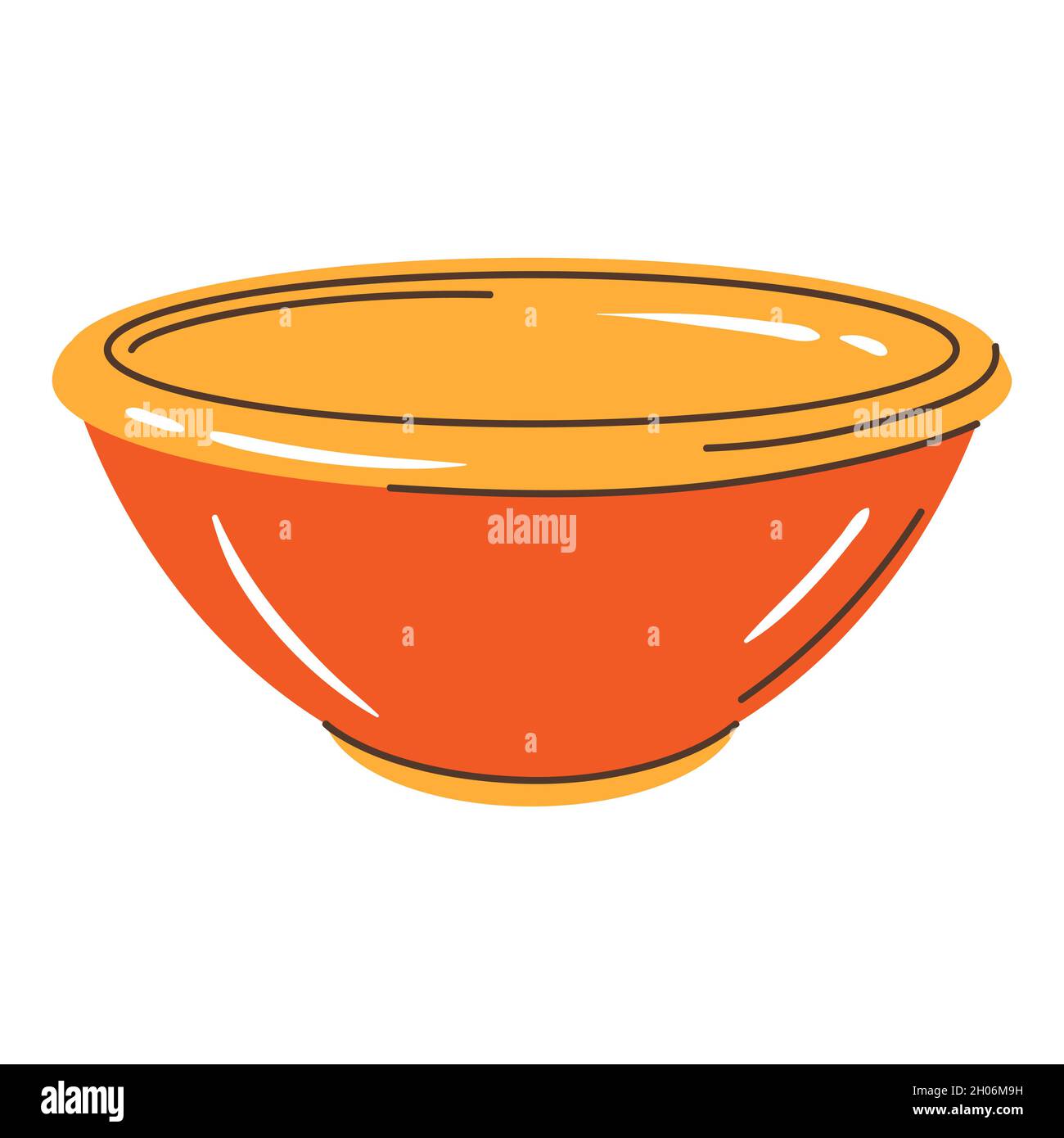 Illustration of cooking bowl. Stylized kitchen and restaurant utensil ...