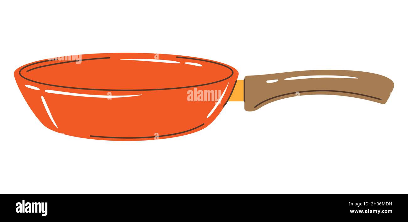 Illustration of cooking pan. Stylized kitchen and restaurant utensil ...