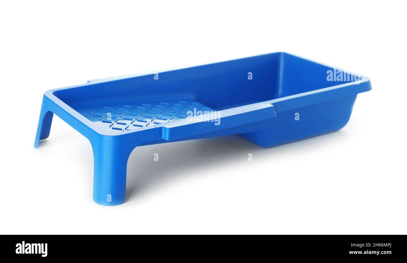 Empty plastic paint tray on white background Stock Photo - Alamy