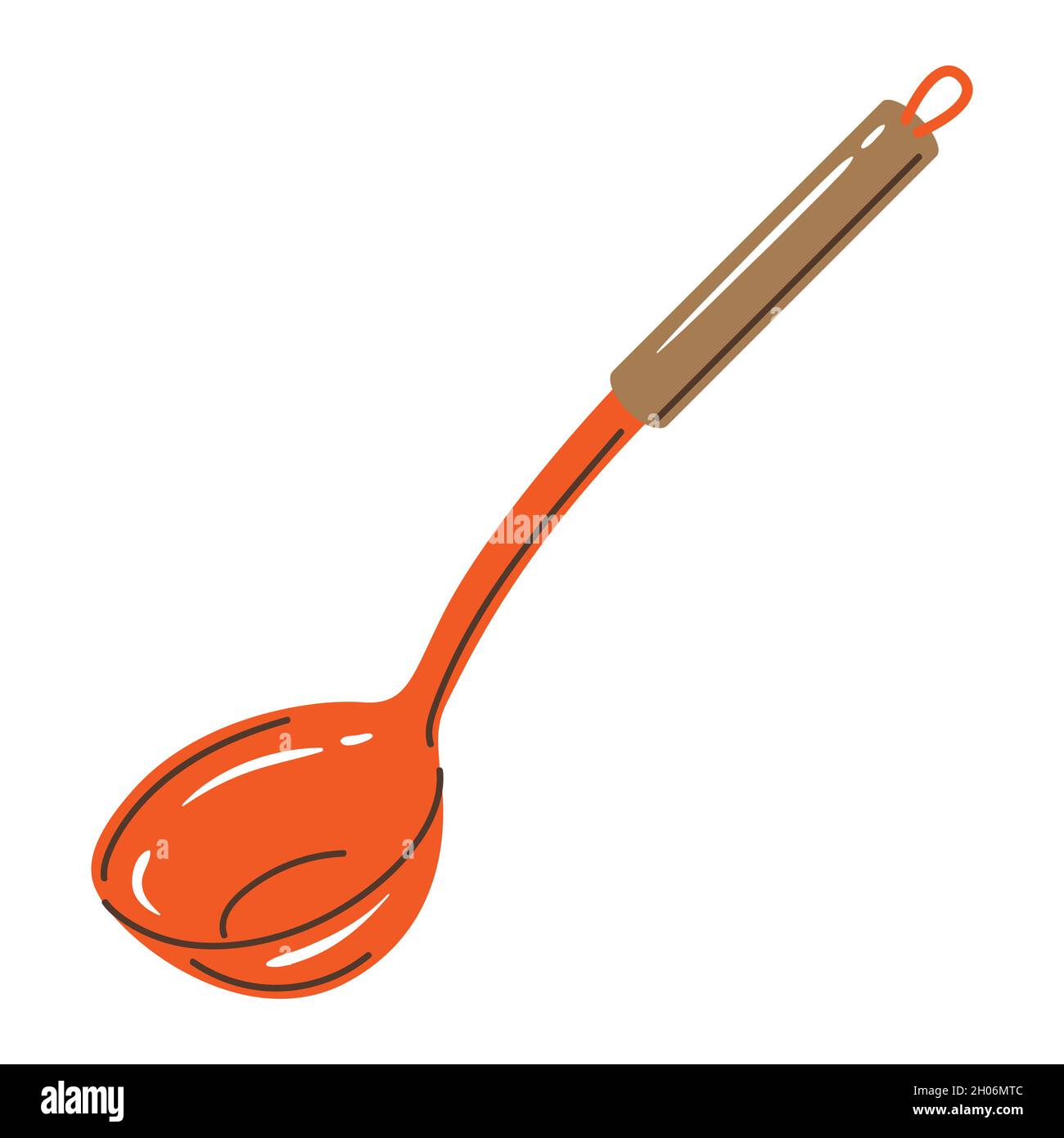 Illustration of cooking ladle. Stylized kitchen and restaurant utensil ...