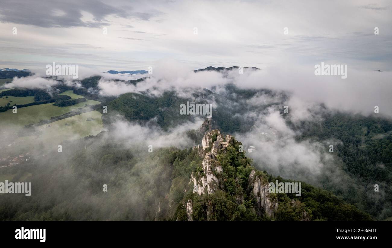 Aerial view of the Sulov rocks nature reserve in the village of Sulov ...
