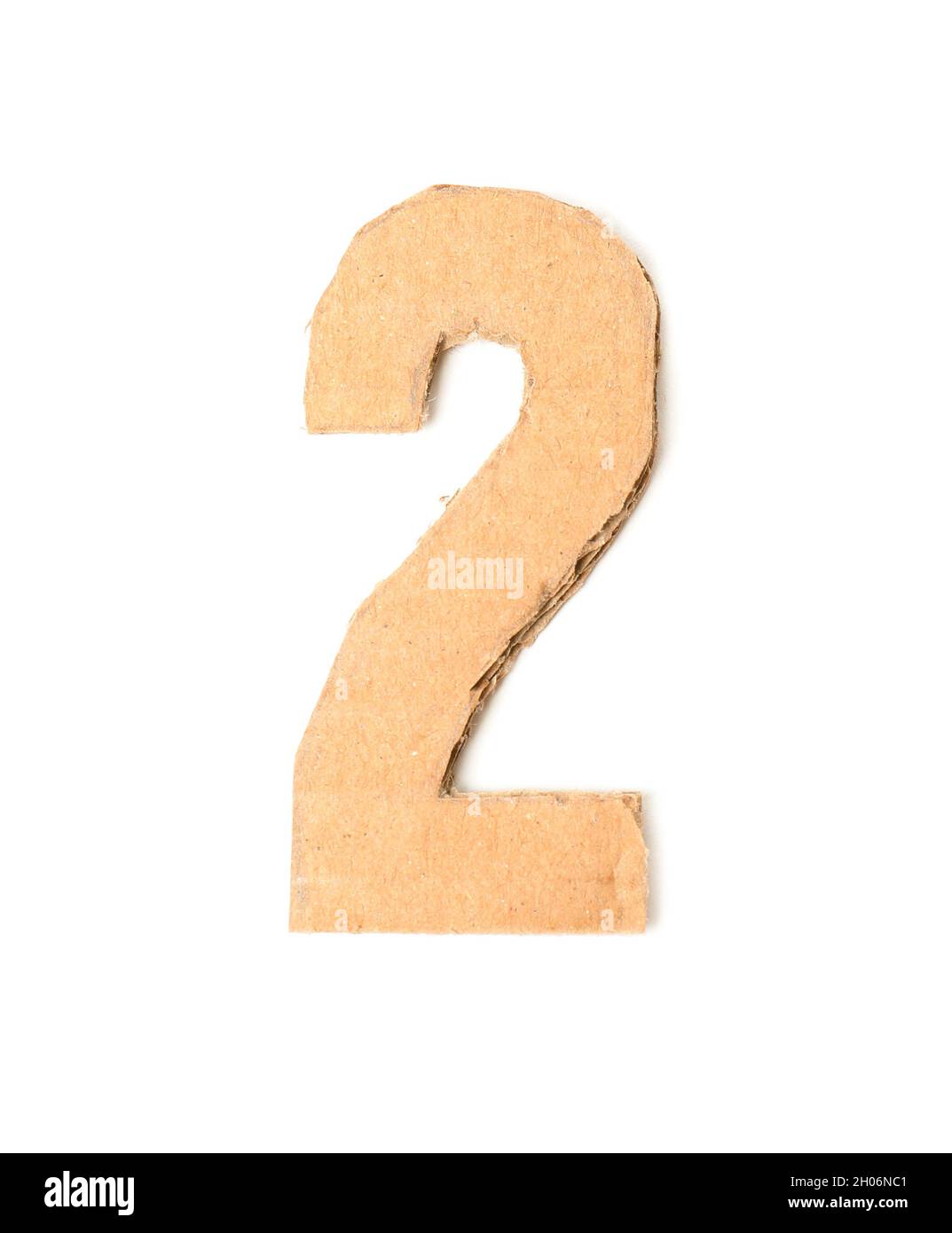 Number 2 made of brown cardboard on white background Stock Photo - Alamy