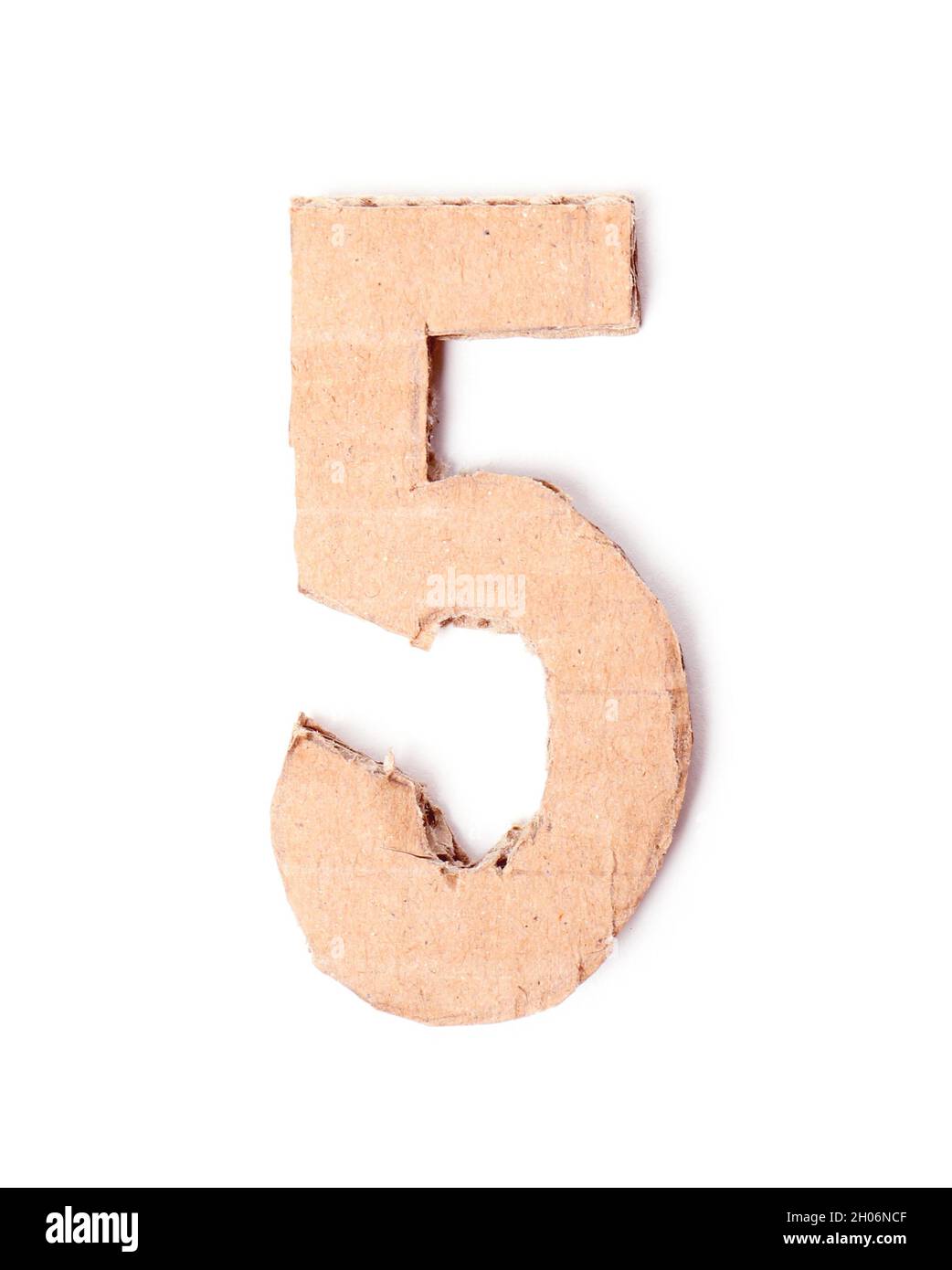 Number 5 made of brown cardboard on white background Stock Photo - Alamy