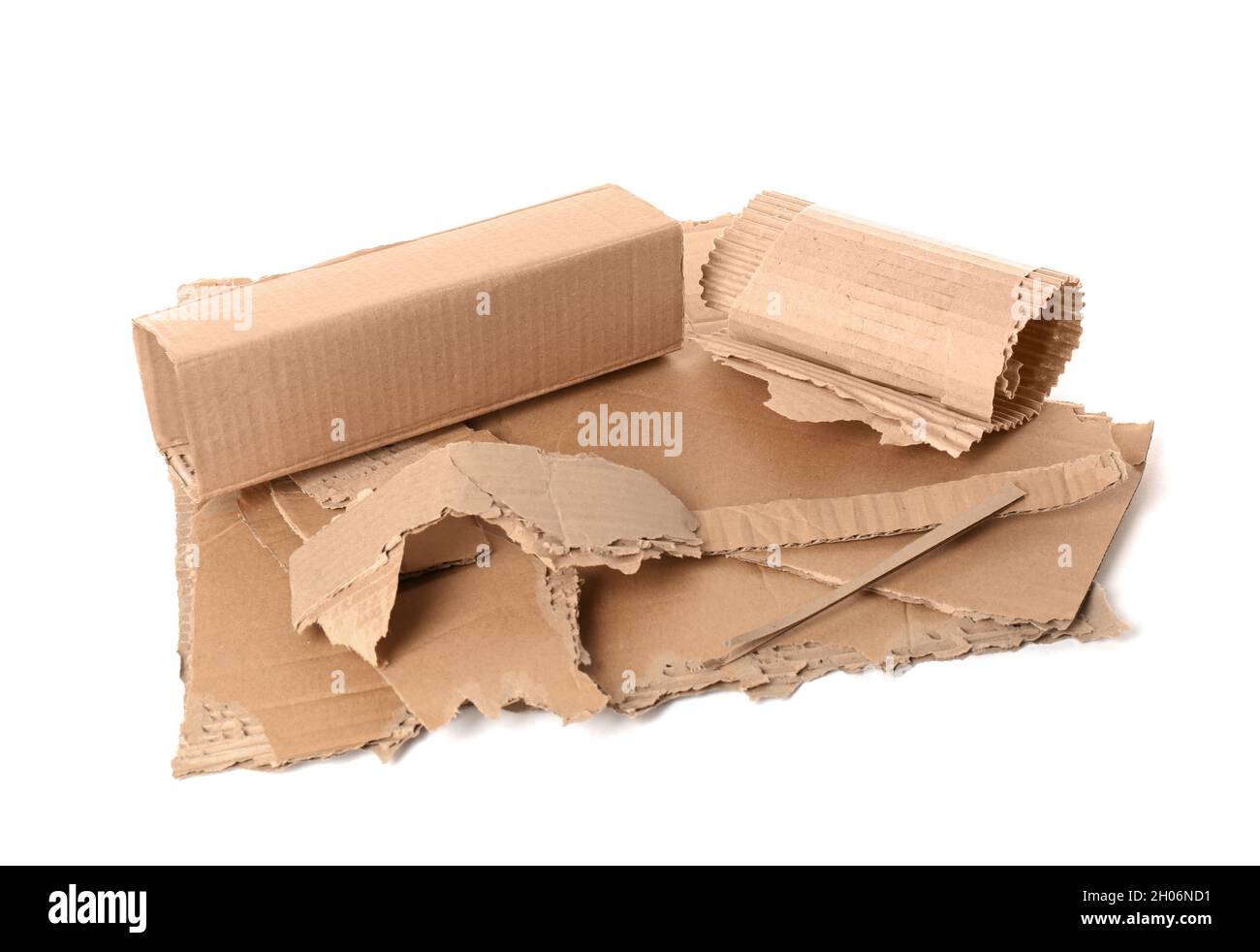 Pieces of torn cardboard on white background. Recyclable material Stock ...