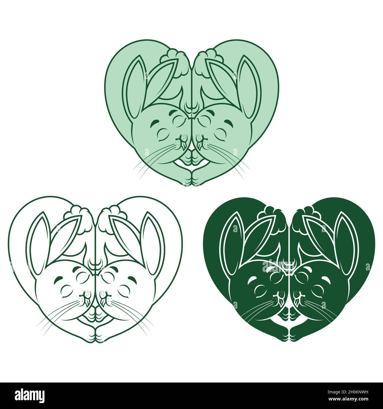Vector design of heart shaped rabbits, heart shaped mascot Stock Vector ...