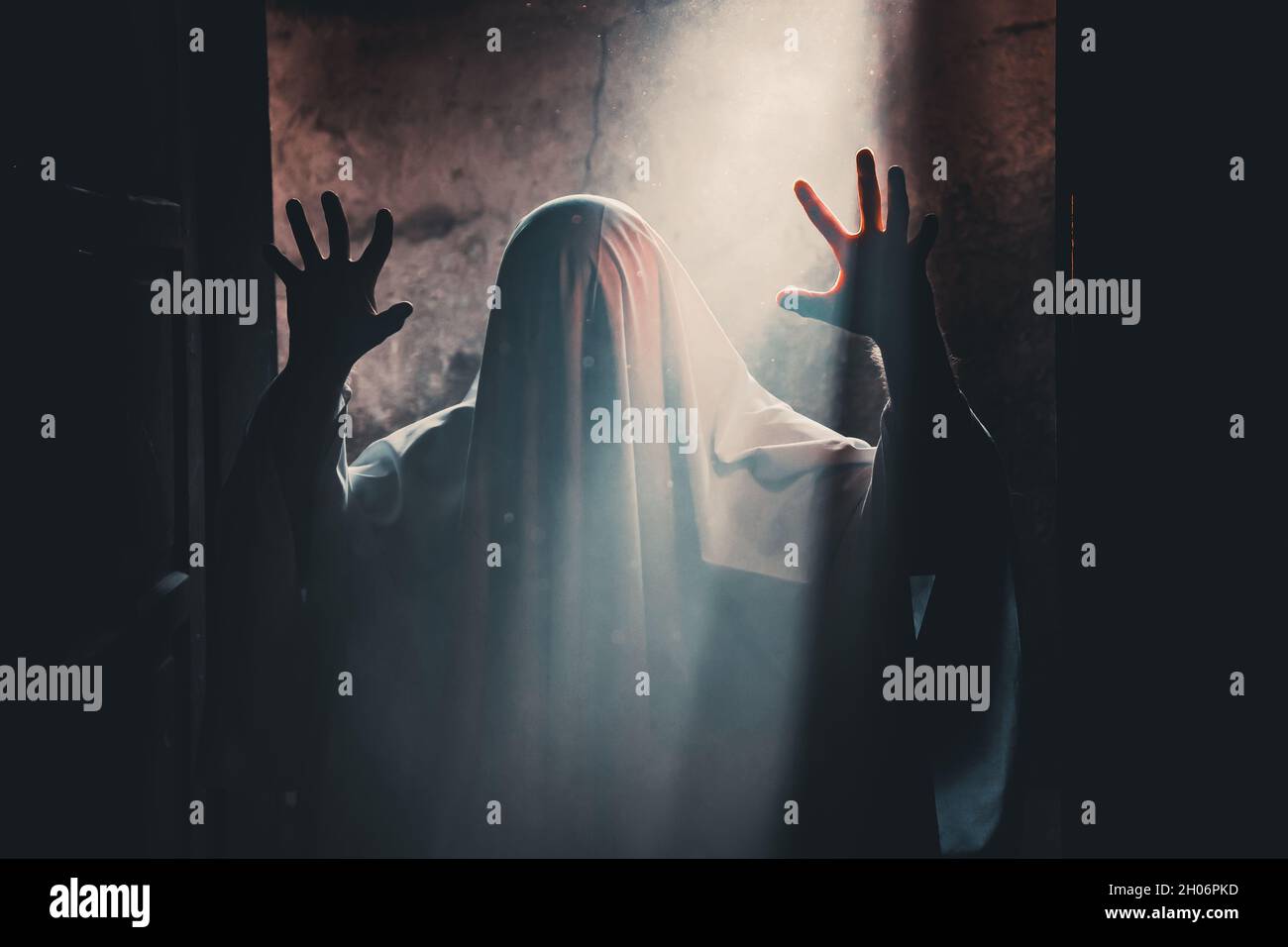 Scary ghost in dark, spooky halloween night Stock Photo - Alamy