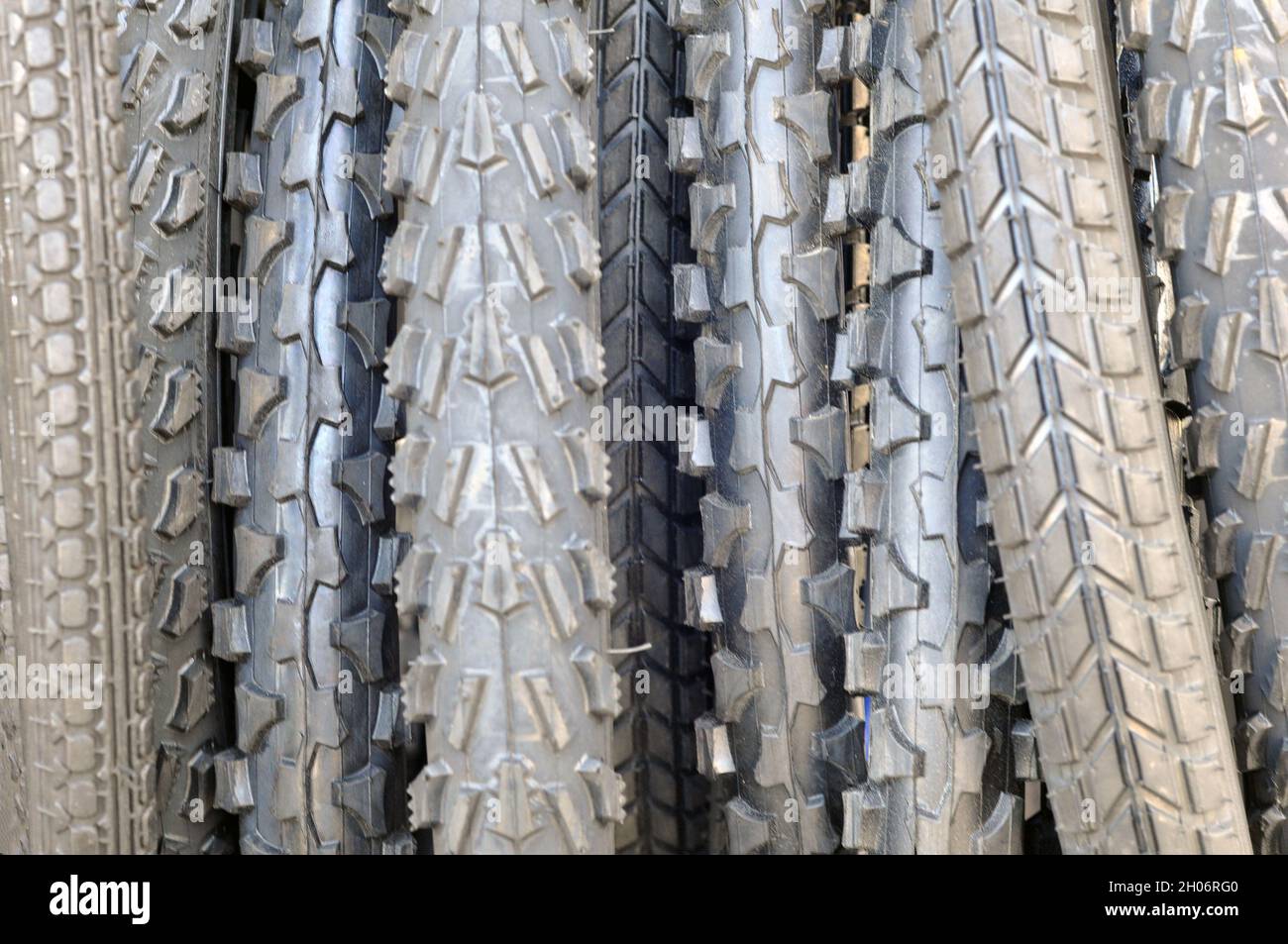 Bicycle tire tread options. Background. Texture. Selective focus Stock ...