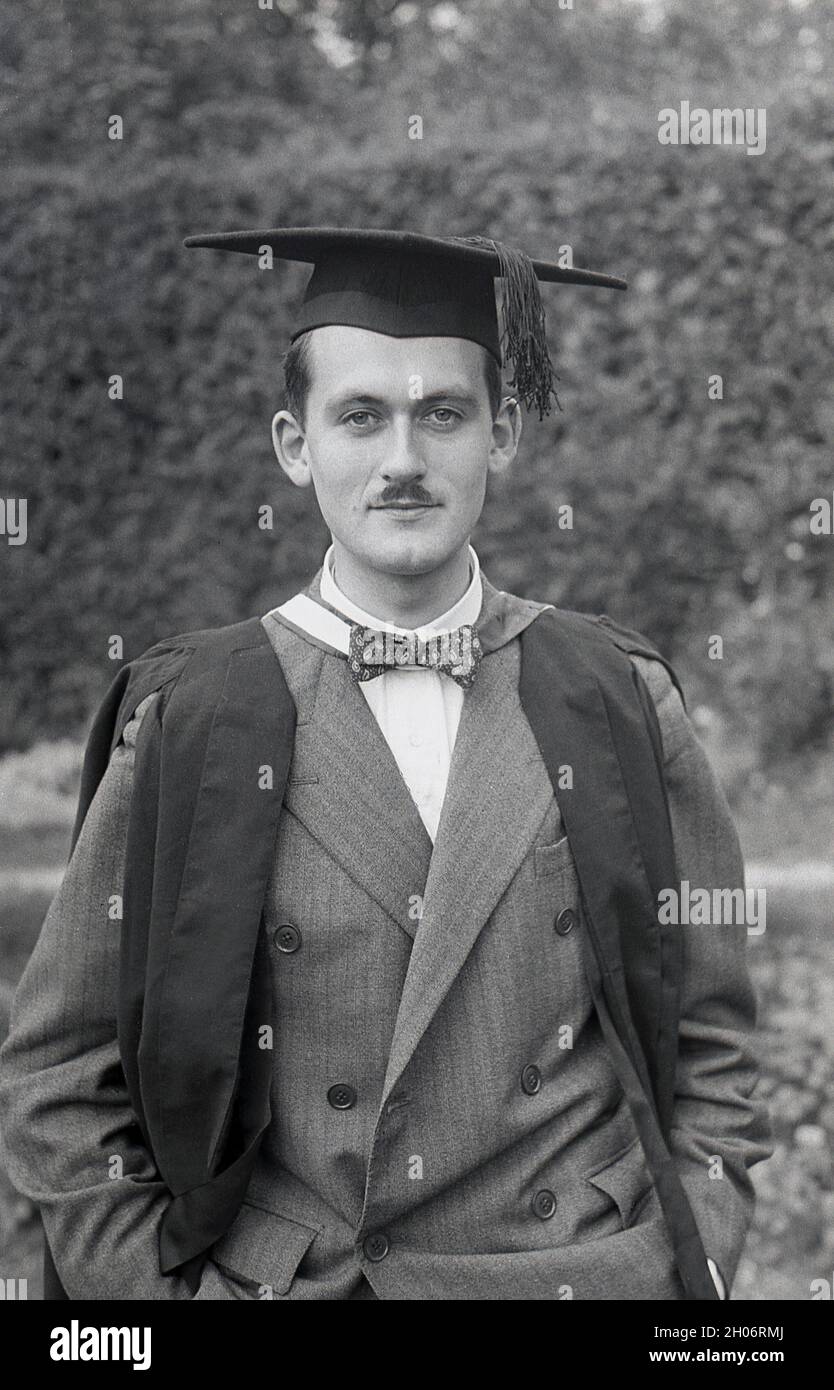 1950s, historical, a young English man with a short moustache and ...