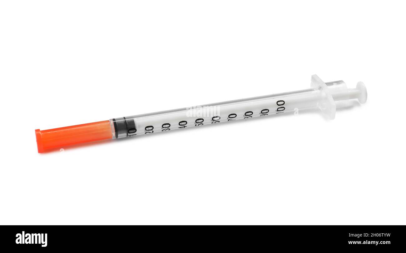 Empty syringe on white background. Medical treatment Stock Photo - Alamy